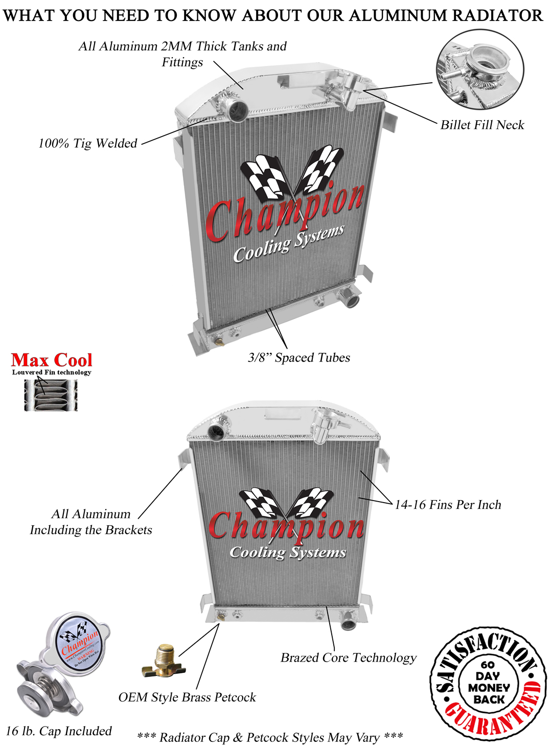 1932 Ford Street Rod 3 Row DR Radiator Hi-boy (Ford V8 with Lower ...