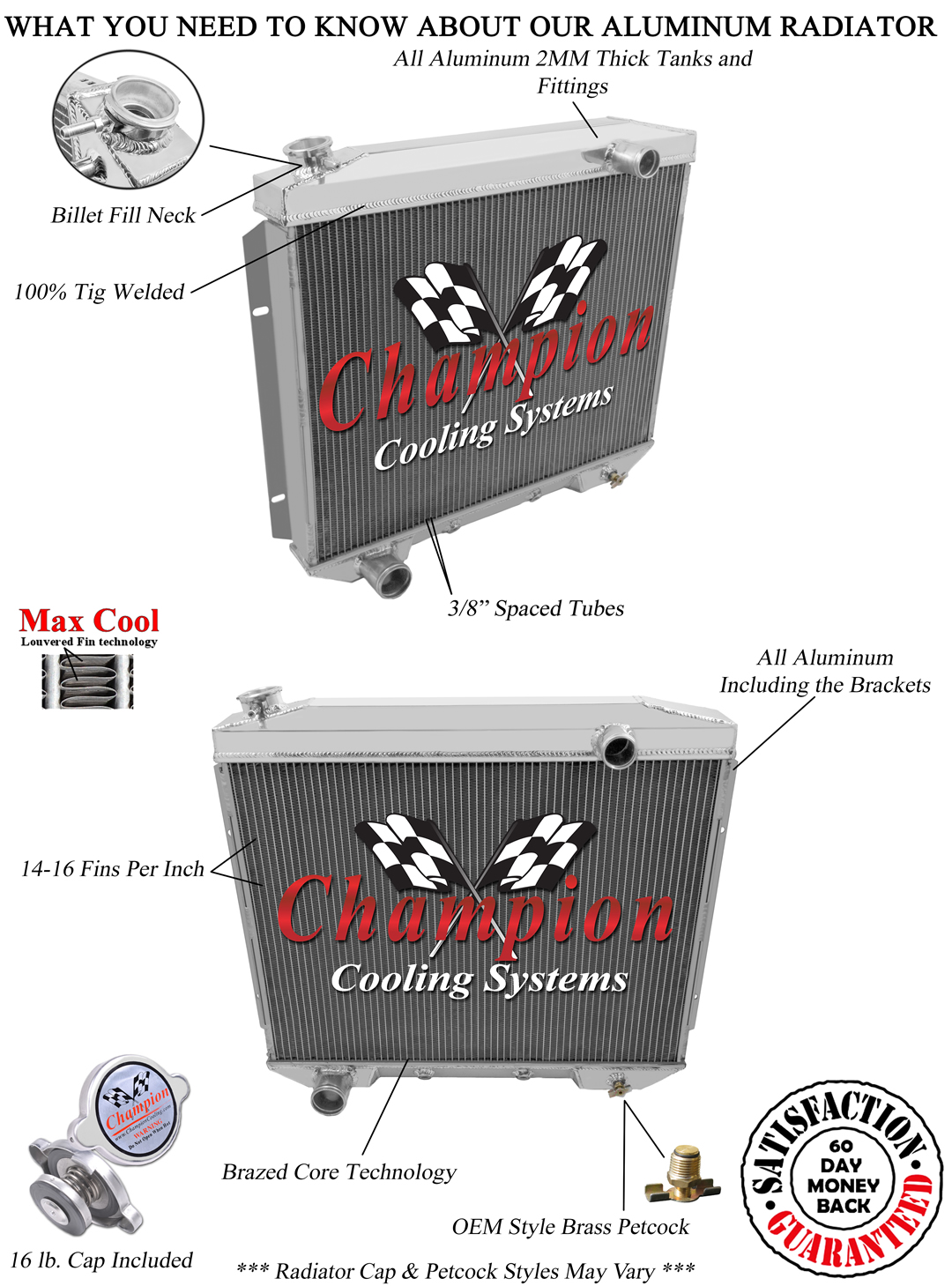 1959 Ford Galaxie V8 Champion Cooling 3 Row Aluminum Radiator CC5759 | eBay